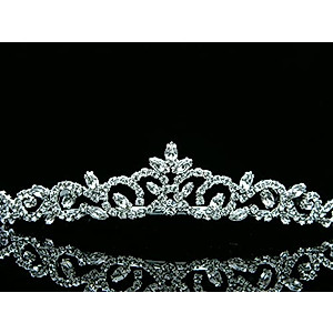 Bridal Princess Rhinestones Crystal Flower Wedding Tiara Crown - Silver Plating T463