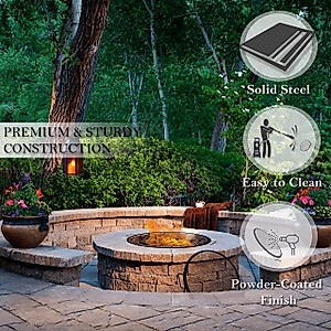 SIMOND STORE 24" Round Cooking Grate X Marks Heavy-Duty Steel Round Fire Pit Grill