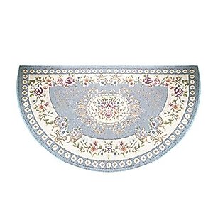 Semi Circle Door Mat, Soft Half Moon Rug, Floral Anti-Slip Carpet for Home Entrance Bedroom Living Room Bathroom Indoor Outdoor, 23.6 x 35.4inch