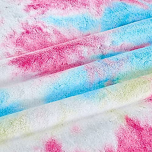 DANGTOP Rainbow Throw Blanket, Unique Tie dye Flannel Blanket for Girls, Soft Cute Decorative Throw Blanket, Warm Cozy Fuzzy Fleece Blanket for Adults Kid's Gift （Flannel Rainbow, 50x60 inches ）