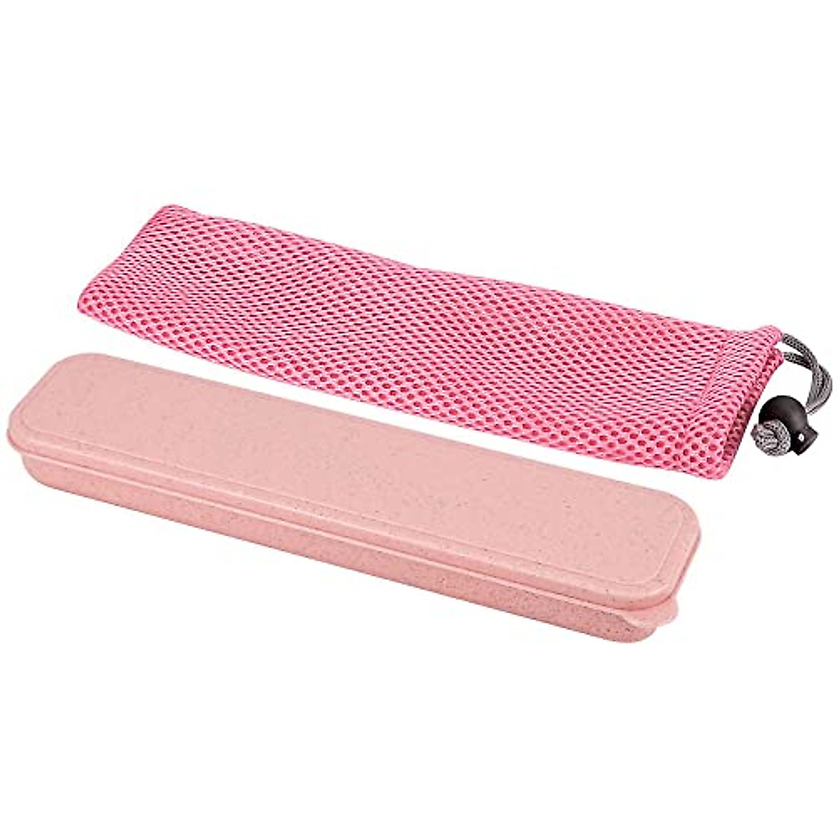 H H&J HUAJIAN Portable Simple Tableware Storage Box and Storage Bag for Knives, Forks, Spoons, Chopsticks, Straws Storage for Travel, Picnic, Camping, Office, School, Bento Box. (pink)
