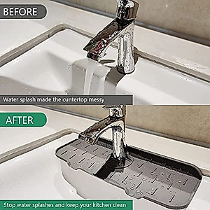 YGXS Kitchen Sink Faucet Splash Guard, Silicone Faucet Mat Sink Mat Silicone Sink Splash Guard Faucet Absorbent MatGrey Faucet YGXS-003 0