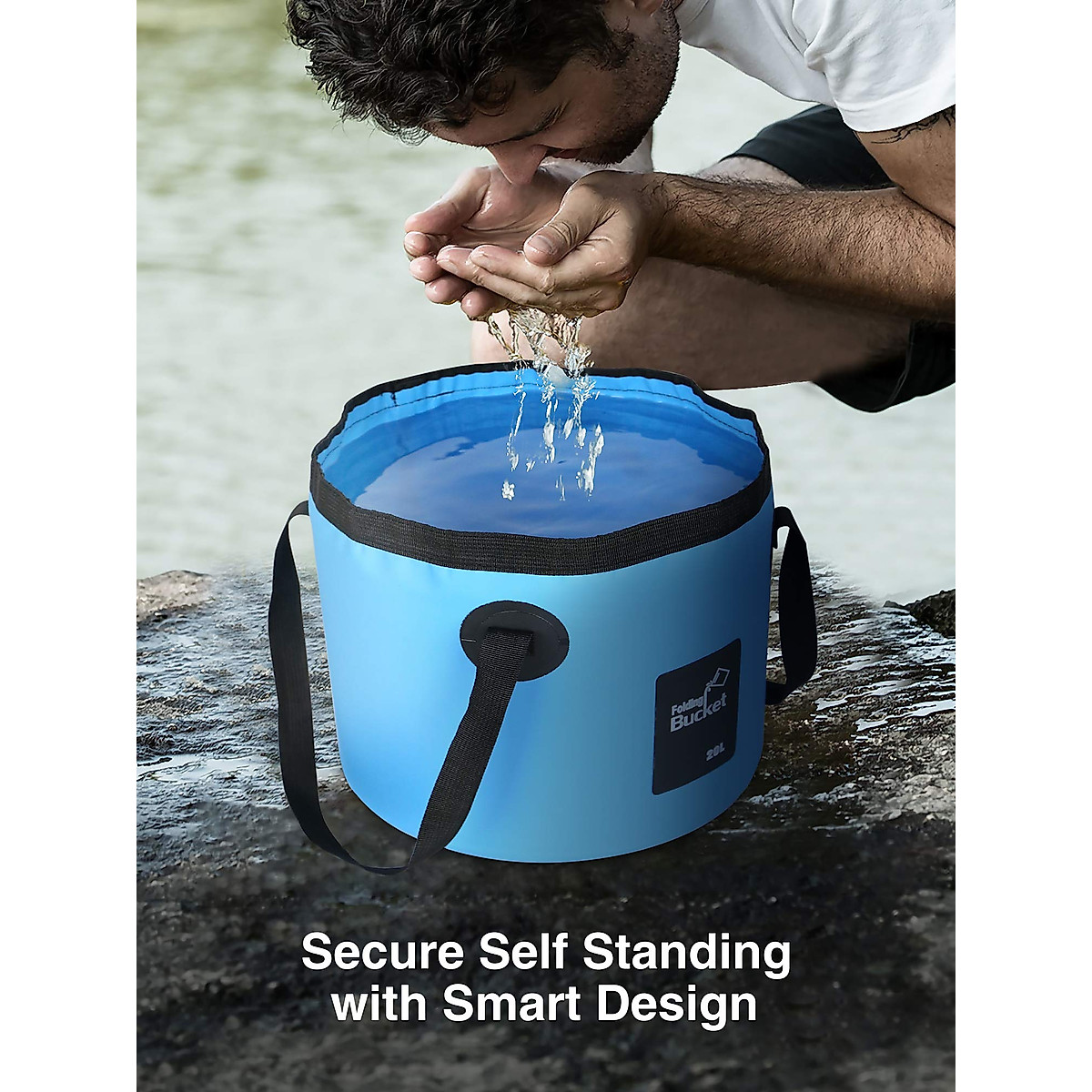 Luxtude Collapsible Bucket with Handle, 5 Gallon(20L), Portable & Ultra Lightweight Outdoor Basin Bucket, Folding Bucket for Fishing, Camping, Hiking, Car Washing and More