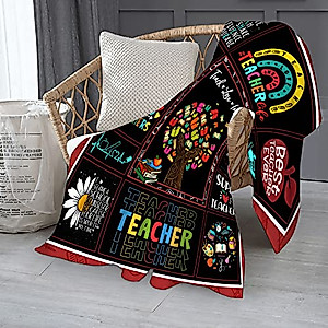 Teacher Blanket Teacher Appreciation Gift Blanket Birthday Retirement Gift for Teacher Ultra Soft Flannel Throw Blanket for Couch Bed Sofa 60''x50''…