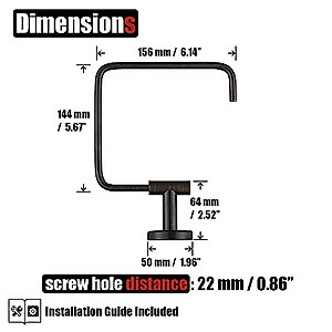 JQK Towel Ring Oil Rubbed Bronze, Stainless Steel Square Ring Towel Holder for Bathroom, 6 Inch ORB Wall Mount, TR140-ORB