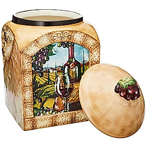 Certified International Tuscan View 3-Piece Canister Set, 60-Ounce, 76-Ounce and 108-Ounce, Multicolored