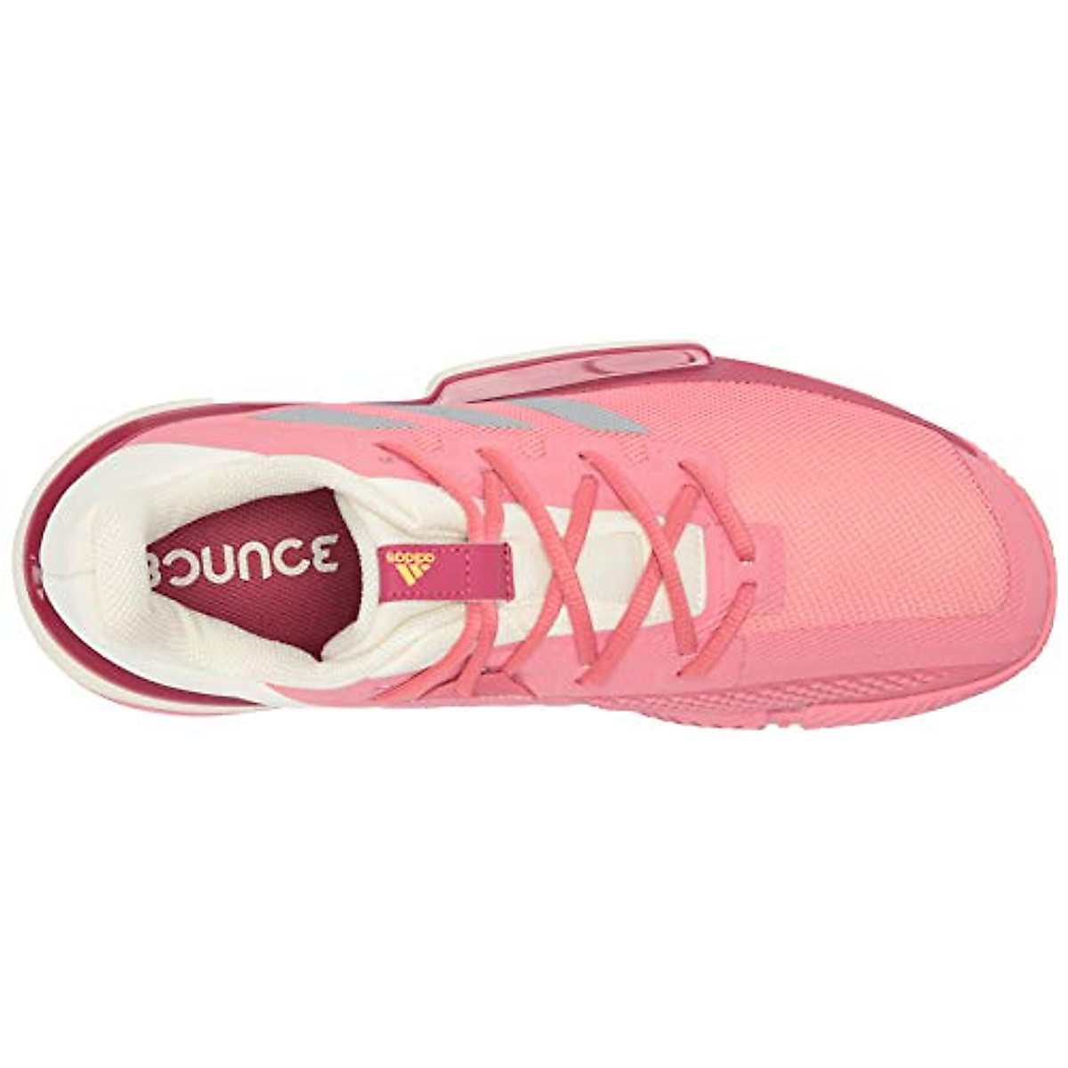 adidas Women's Solematch Bounce Tennis Shoe, Hazy Rose/Silver Metallic/Acid Orange, 11