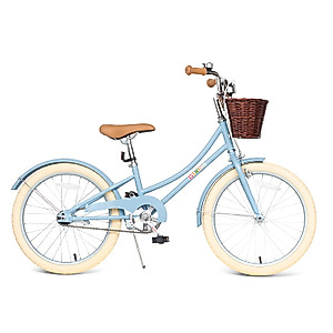 Bixike Retro Design Girls Bike with Basket and Coaster Brake for 3-13 Years Old Kids, 14 16 18 Inch Kids Cruiser Bicycle for Toddlers with Training Wheels, 20 Inch with Kickstand, Multiple Colors