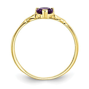 IceCarats 10K Yellow Gold Purple Amethyst Heart Love Ring Gemstone Band February Birthstone Jewelry Size 7