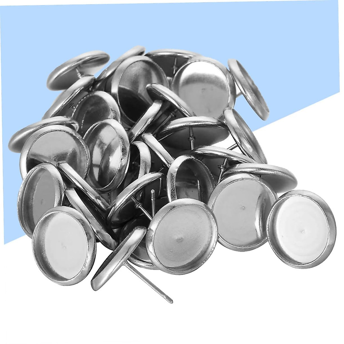 Anneome 80pcs Ear Stud Bezel Post Back Earrings Blank Safety Pin Earrings Stud Earring Posts Earring Bezel Setting Stud Earring Backs Flat Earring Post DIY Earring Base Not Baffle