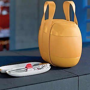 Alessi SA04S3 G Food à Porter Travel Cutlery Set: Spoon, Fork, Knife in 18/10 Stainless Steel, One size, steel