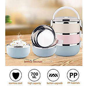 AOSUYOU 3 Layer Stainless Steel Leakproof Lunch Box, Portable Carry Hand Food Storage Container for Work Lunches, Picnic, Travel, Camping with Lunch Bag