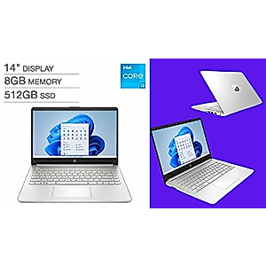 HP Laptop 14-DQ5043CL 14" Full HD, Intel Core i3-1215U, Intel UHD Graphics, 8GB DDR4 RAM, 512GB SSD Storage, Windows 11 Home, Natural Silver (Renewed)