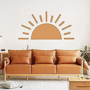 Half Sun Wall Decal Large Wall Decal Sunshine Wall Stickers Vinyl Wall Art Decals Removable Sun Decals for Walls Sunrise Sticker Peel and Stick Headboard Wall Decals for Nursery Kids Room Bedroom Playroom Decor