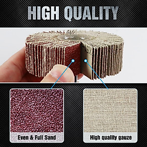 Pukamam 20 Pcs Flap Wheel Sander Set 80 Grit Sanding Wheel for Drill 1/4" Shank for Metal Wood