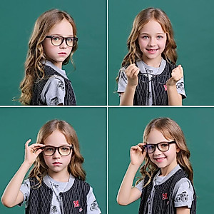 Okany Blue Light Glasses for Kids 3 Pack Blue Light Blocking Glasses for Teen Boys Girls Age 3-10,Computer Screen Gaming TV Phone Glasses Anti Glare,UV & Eye Strain (Grey Black+Transparent+Blue)