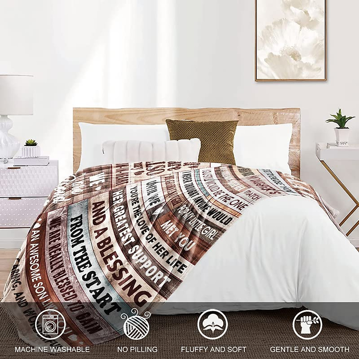 Merry Carve Son in Law Gifts from Mother in Law to My Son Blankets in Bulk for Wedding Christmas Birthday for Son in Law from Mother Father in Law Throw Blanket 60"*50"