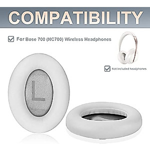 Noise Cancelling 700 Earpads Replacement Ear Pads Protein PU Leather Ear Cushion Compatible with Bose NC700 Bose Noise Cancelling 700 Bluetooth Headphones （White