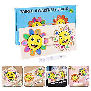 TOYANDONA 2 Sets Flower Matching Puzzle Kid Learning Toys Kids Wooden Toys Kids Number Matching Puzzles Cognitive Toys for Kids Wooden Puzzle Kids Sports Toys Educational Board Toy Kids Toy