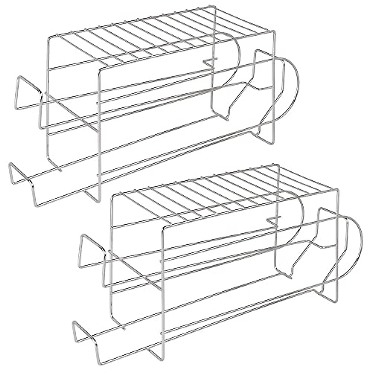 mDesign 2-Tier Metal Wire Standing Pop/Soda and Food Can Dispenser Storage Rack Organizer with Top Shelf for Kitchen Pantry, Countertop, Cabinet - Holds 12 Cans - 2 Pack - Chrome