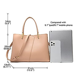 HENG REN Women's Handbags Shoulder Bags,Upgraded Version Medium Classical Style Purses Top Handle Satchel Bag for daily. (apricot)