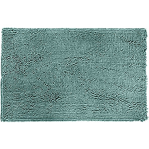 Amazon Basics Non-Slip Microfiber Shag Bathroom Rug Mat, 21" x 34", Seafoam Green