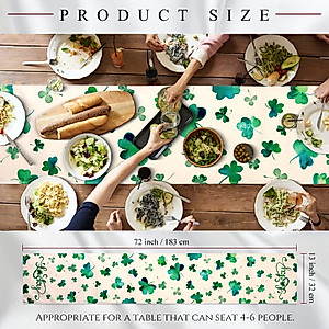 2 Pieces St. Patrick's Day Table Runner Spring Green Shamrock Table Runners Irish Burlap Lucky Table Runners for Kitchen Dining Coffee or Indoor and Outdoor Home Parties Decor