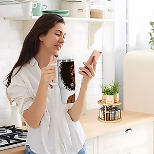 FENOCHE African American Woman Earrings 40 oz Tumbler Insulated Cups Stainless Steel Water Bottle with Handle Lid and Straw Tumblers for Car Cup Holder