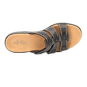 Clarks womens Leisa Spring Sandal, Black Leather, 9 US