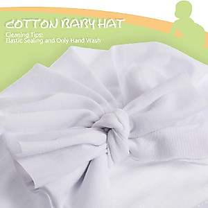 3 Pieces Baby Bow Knot Turban Hats Beanie Headwraps for Toddlers Girls (Black, White, Grey)