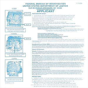 Fingerprint Cards, Applicant FD-258, 50 pack