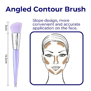 Crystal Makeup Brush Set Aurora Everyday Essentials Makeup Brush Set Face Powder Concealers Blush Eyeshadow Blending Brushes with Makeup Sponge & Powder Puff 7 Pcs