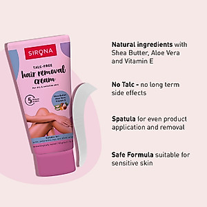 Sirona Hair Removal Cream, Sensitive Skin for Women - 1.76 Fl Oz | with Aloe Vera, Vitamin E & Shea Butter | Ideal for Bikini Line,Underarm, Legs