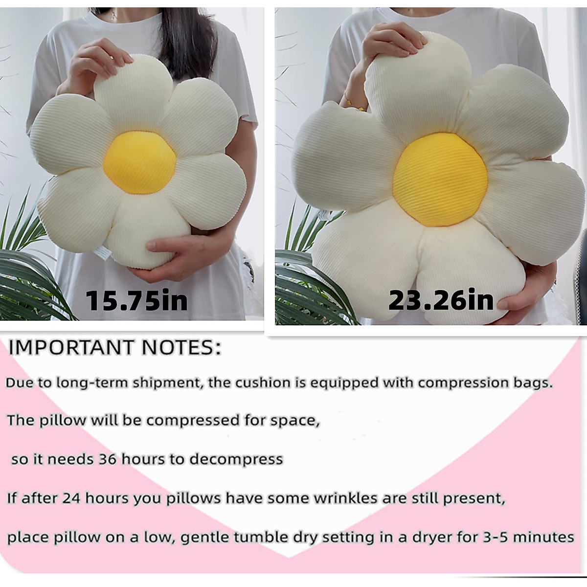 Vdoioe Flower Pillow, Flower Shaped Throw Pillow Cushion Seating six Petal 15.75" white Flower PlushThrow Pillow Floor Pillows Home Decorative Seating Cushions