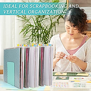 Caydo 24 Pieces Scrapbook Paper Storage Organizer, 12 x 12 Inch Scrapbook Paper Storage with Sticky Index Tabs for Holding Scrapbook Paper, Cardstock, Vinyl Paper, Paper File and Photos