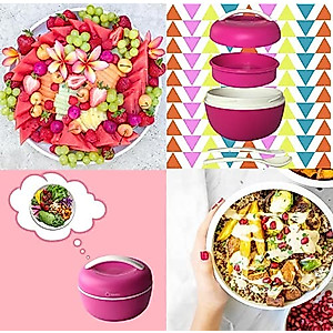 kinsho Bento Salad Container, Lunch Bowl for Salads | Bento Lunch-Box Containers with Lid for Adults | Meal Prep Kit for Lunches To Go | Leakproof Dressing Cup | BPA-Free Grey