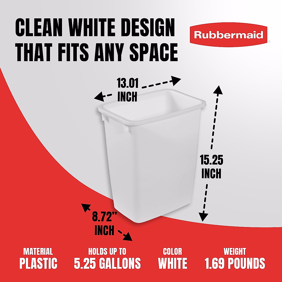 21 Quart Wastebasket in White