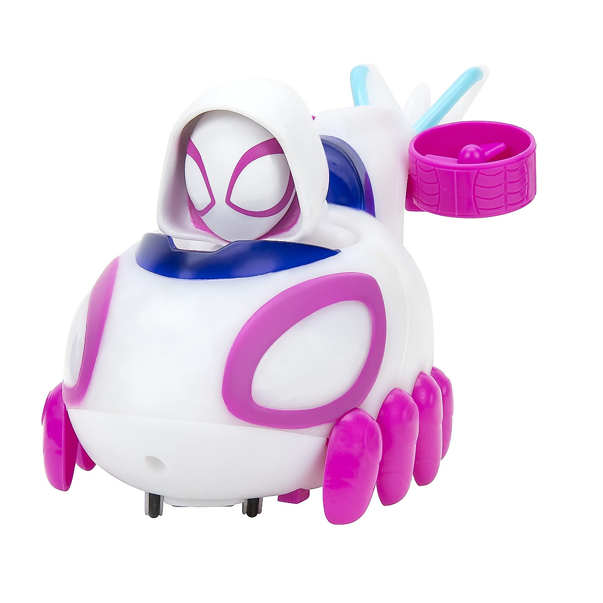 Marvel Spidey and His Amazing Friends - Ghost-Spider Glow N’ Go Copter Feature Vehicle, 8-Inch - Lights Show Effect, Sounds, Built-in Super Hero, Manual Propellers
