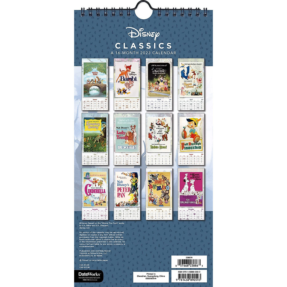 2023 Disney Classic Posters Mini Poster Calendar