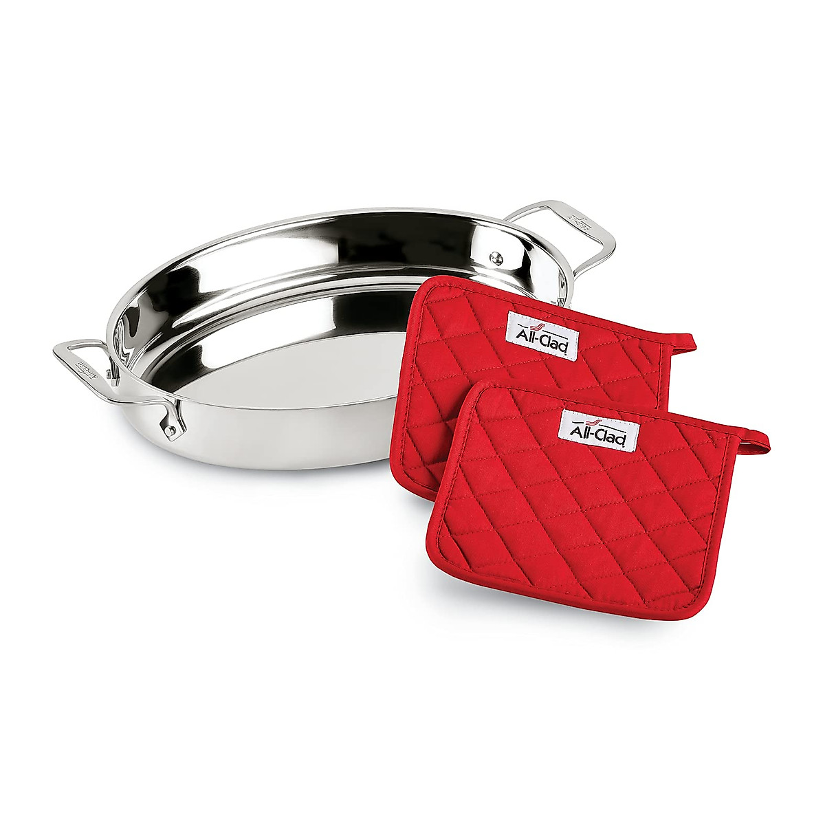 All-Clad Specialty Stainless Steel and Plastic Lid Square Covered Baking Pan 8x8 Inch Oven Broiler Safe 600F Pots and Pans Silver