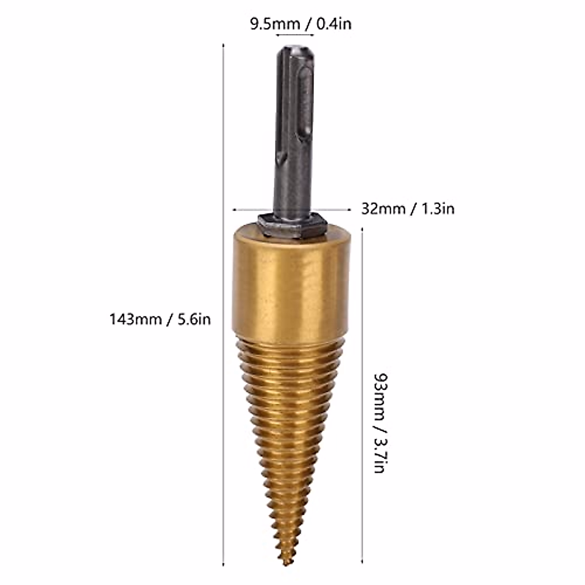 Drill Screw Cone Wood，Firewood Split Drill Bit Round Shank High Speed Steel Wood Cone Punch Accessories 32mm