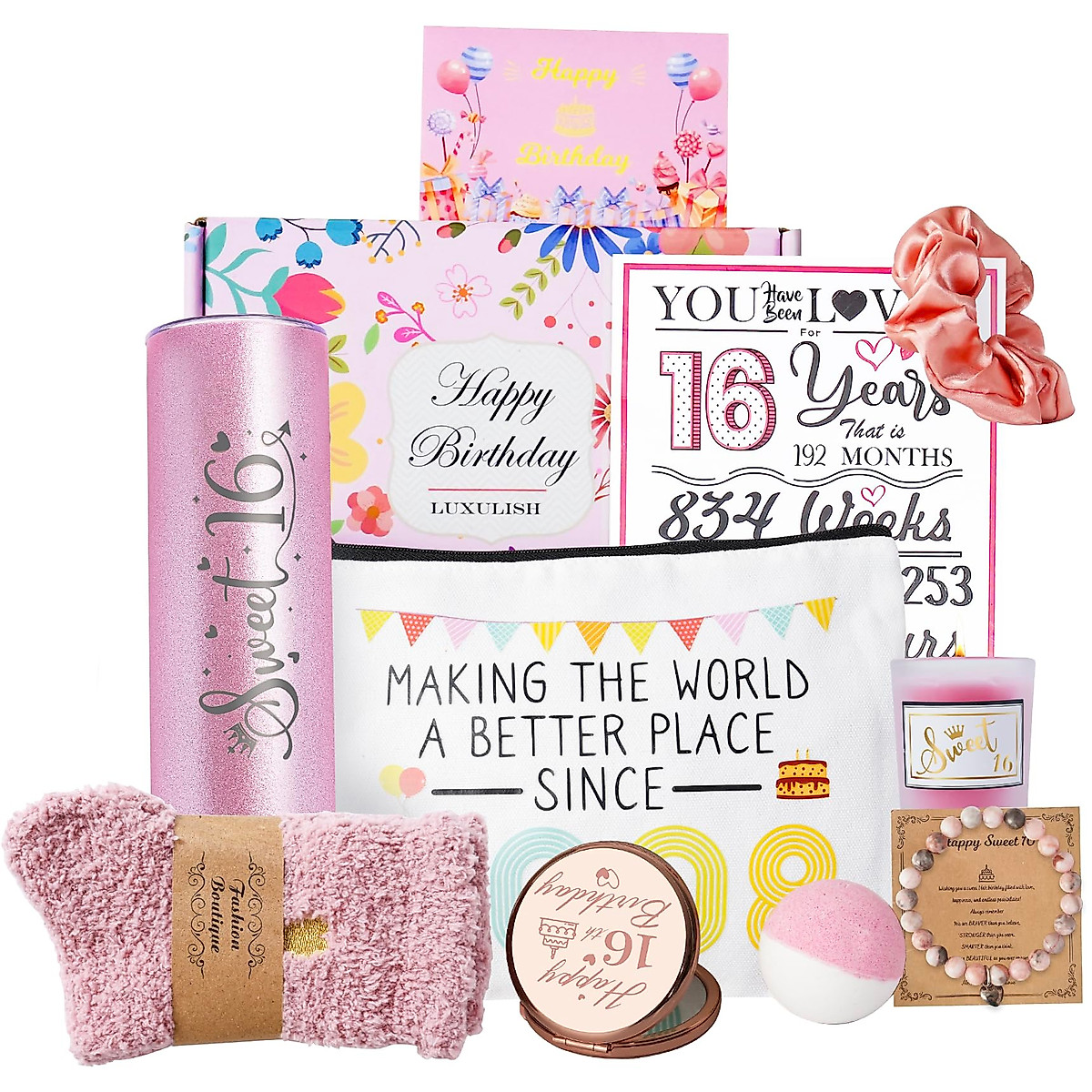 LUXULISH Sweet 16 Gifts for Girls, 16th Birthday Gifts for Girls, Unique 16th Sweet Sixteen Gifts for Daughter, Niece, Granddaughter, Sister, Friend, Birthday Gifts for 16 Year Old Girls