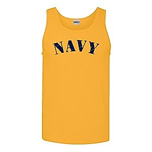 Societee New Graphic Navy Training Army Military Gear US Men's Tank Top (Gold, Medium)