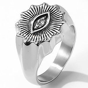 Jude Jewelers Stainless Steel Retro Vintage Eye Signet Style Cocktail Party Statement Promise Anniversary Halloween Biker Ring (Silver, 12)