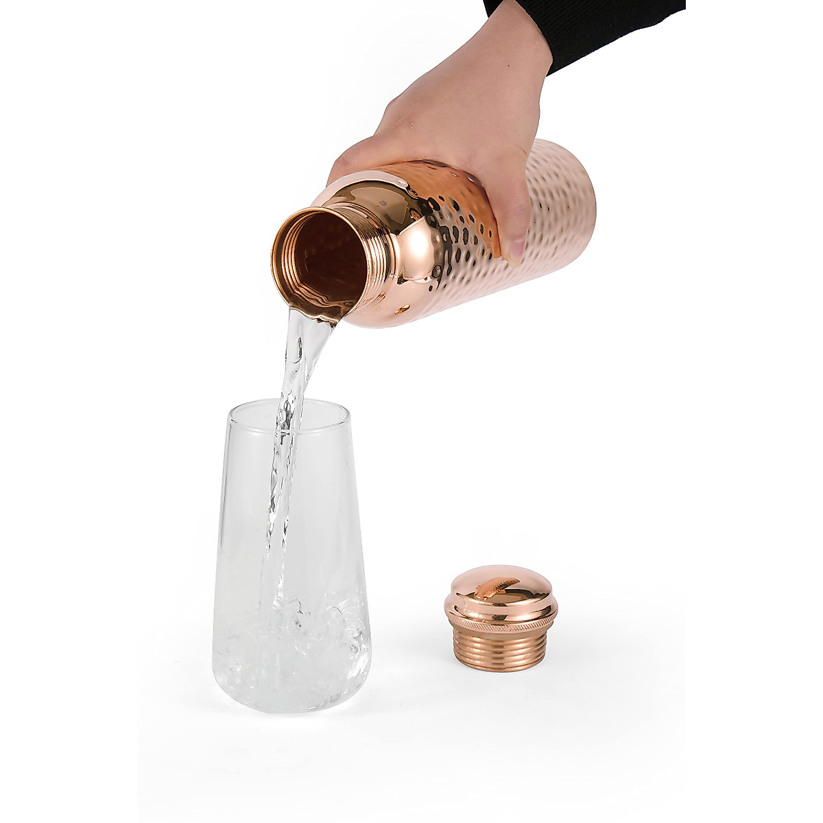 Pure Copper Bottle - 100% Solid Handcrafted Copper Hammered Bottle, Capacity 34 Oz/1000 ML - Copper Bottle for Home, Office, Hotel and Gifting