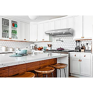 HTH HTHomeprod 30 Inch Under Cabinet Range Hood Powerful Dual Motor 3 Speed 480 CFM Stainless Steel Filter