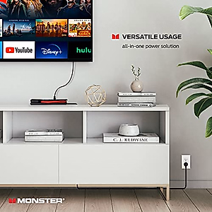 Monster Power Center Vertex XL Surge Protector with Detachable USB Power Strip , Surge Protector Power Strip with 10 AC Outlets, 2 USB-A Ports & 1 USB-C Port (20W)