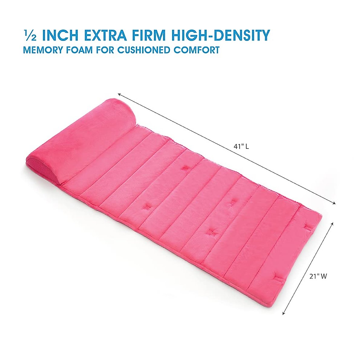 My First - Toddler Nap Mat, Memory Foam Sleeping Mat with a Removable Pillow, Portable and Compact, 41 x 21 x 1 inch, Pink, Pack of 1