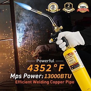 KOMAN Propane Torch Head Kit with 3 Nozzles, High Intensity Trigger Start MAPP Gas Torch with Self Ignition, Welding Torch Head by MAPP, MAP/PRO,for Soldering,Brazing,Stripping Paint(CSA Certified)