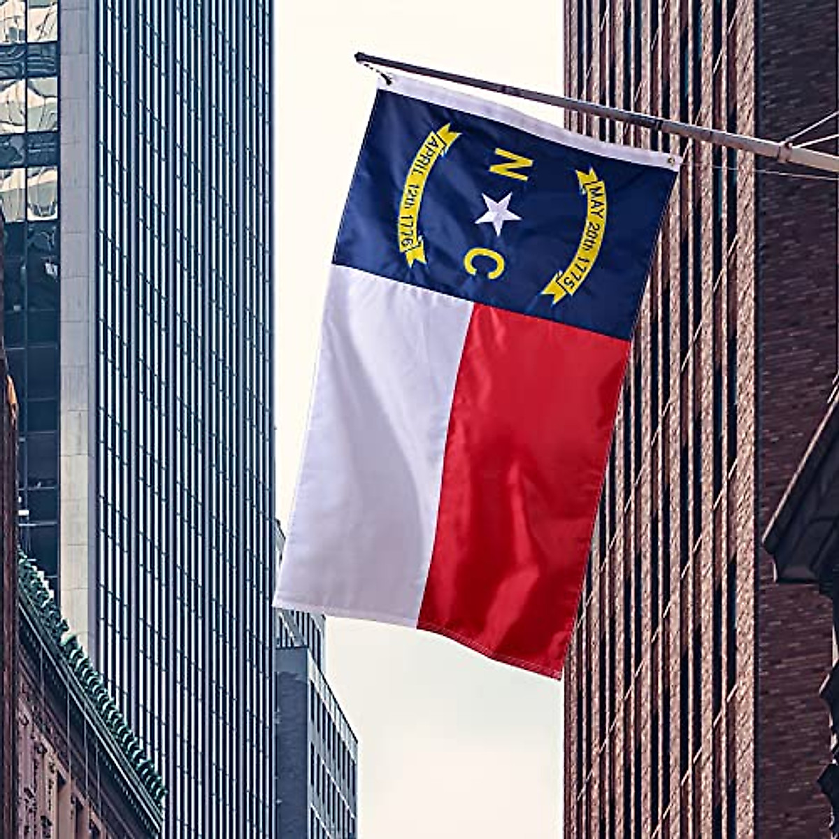 VICDRIA North Carolina State Flag 3x5 Ft, Double Sided Deluxe Embroidered Heavy Duty Polyester Durable NC Outside Flags, Indoor/Outdoor, Sewn Stripes and Brass Grommets